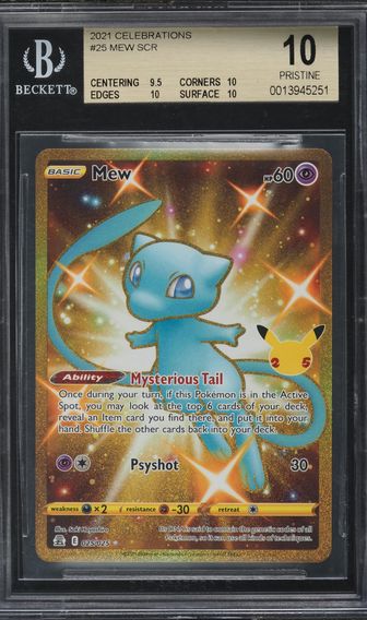 2021 #25 SWORD & SHIELD CELEBRATIONS SECRET RARE MEW BGS 10 POKEMON ...