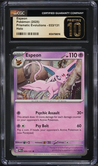 2025 #033 Espeon CGC 10 Pristine Pre EN-Prismatic Evolutions Pokemon ...